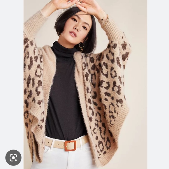 Anthropologie | Sweaters | Anthropologie Akemi Kin Brown Leopard Animal ...